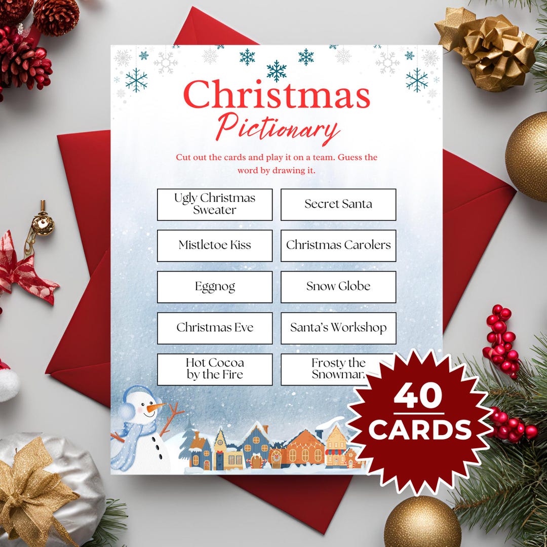 Quick and Easy Christmas Pictionary Game for Adults, Christmas ...