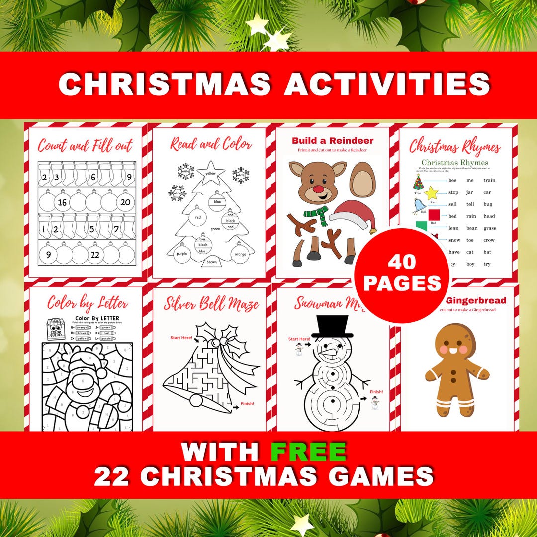 40 Printable Christmas Activities, Christmas Games and Activity Bundle ...