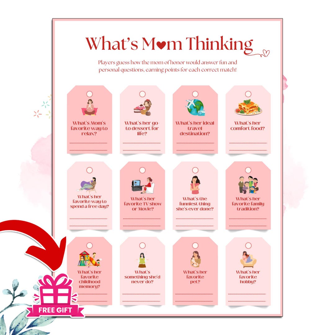 What’s Mom Thinking Printable Game – Fun Mother's Day & Birthday ...