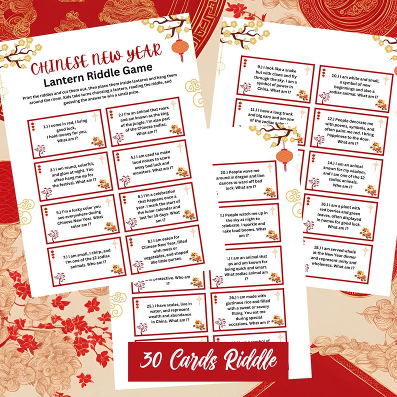 Chinese Lantern Riddle Game for Kids, Lunar New Year Fun Activities for ...
