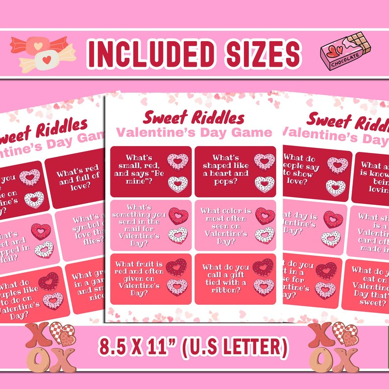 Printable Sweet Riddle Games for Valentines Day Party, Classy Couple ...