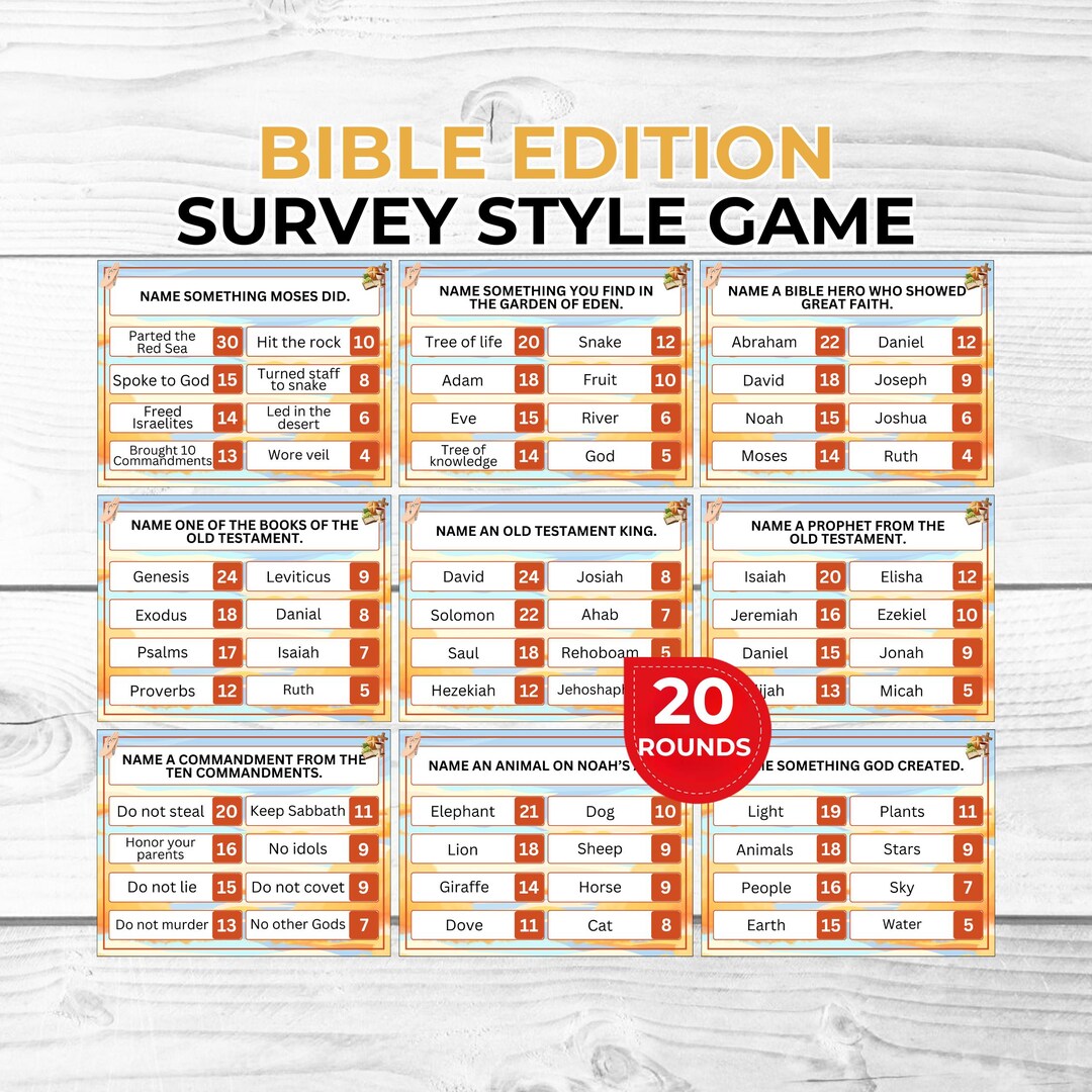 Bible Survey Game Printable, Christian Group Party Game, Church ...