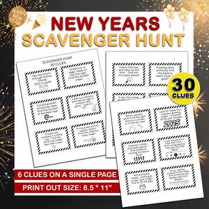 2025 New Years Eve Scavenger Hunt Game for Teens, Printable Indoor ...
