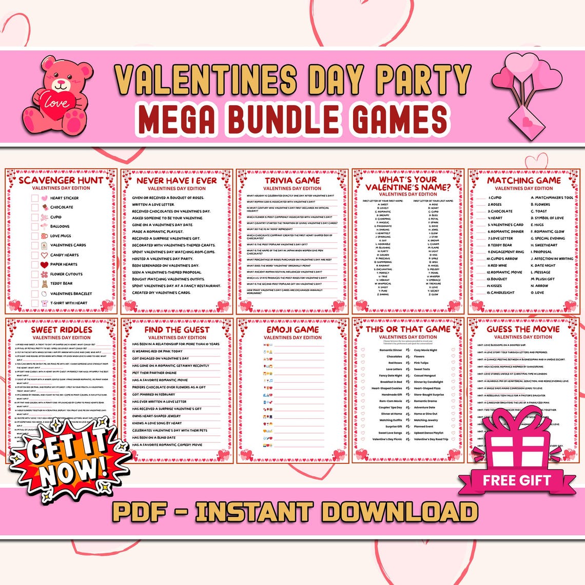 Trending Valentines Day Party Games Bundle, Printable Galentines Games ...