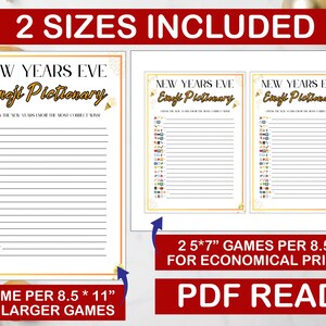 New Years Eve Emoji Pictionary Game, Printable Adult Party Game, Fun ...