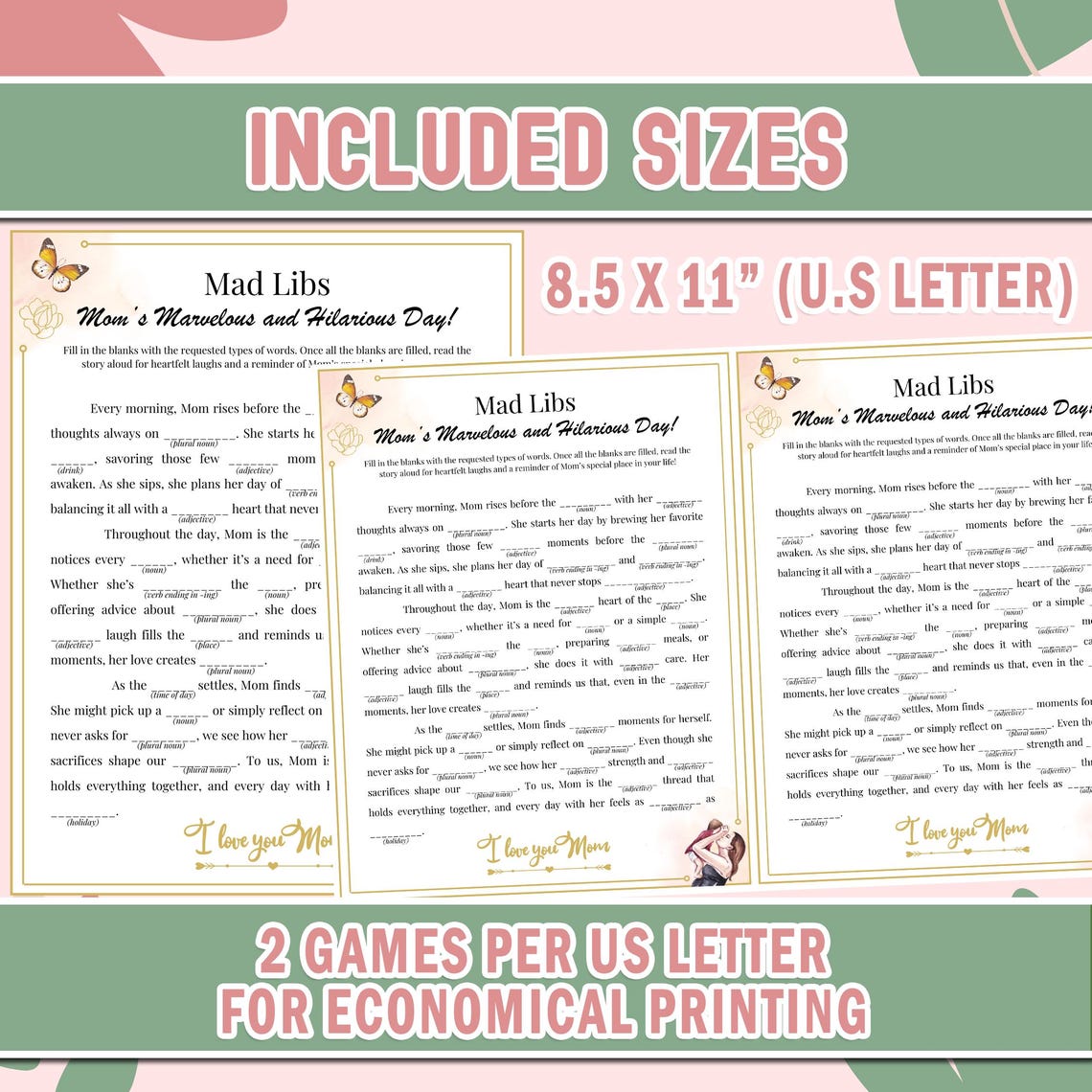 Mother's Day Mad Libs Game | Fun Printable for Mom's Birthday | Family ...