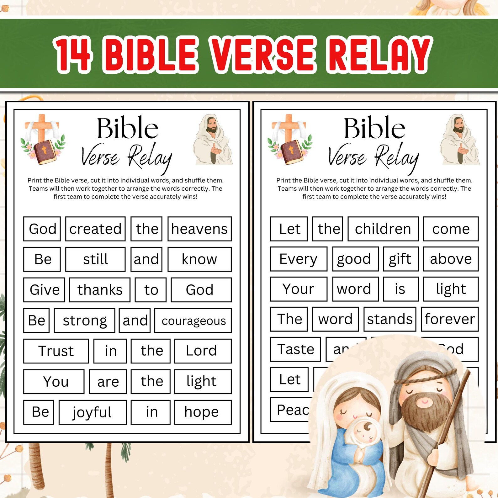 Printable Youth Bible Games | Summer Bible Camp Verse Relay | Fun ...