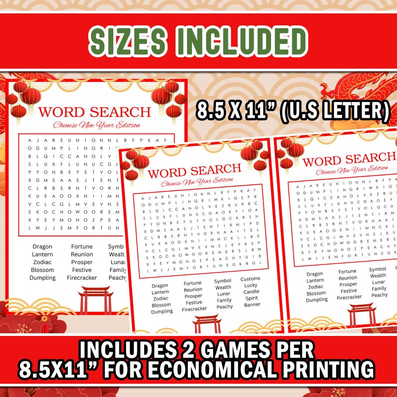 Trending Chinese New Year Word Search Activity, Printable 2025 Year of ...