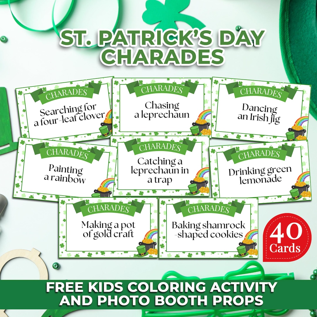 St. Patrick's Day Charades Game | Fun Printable Party Game for Kids ...
