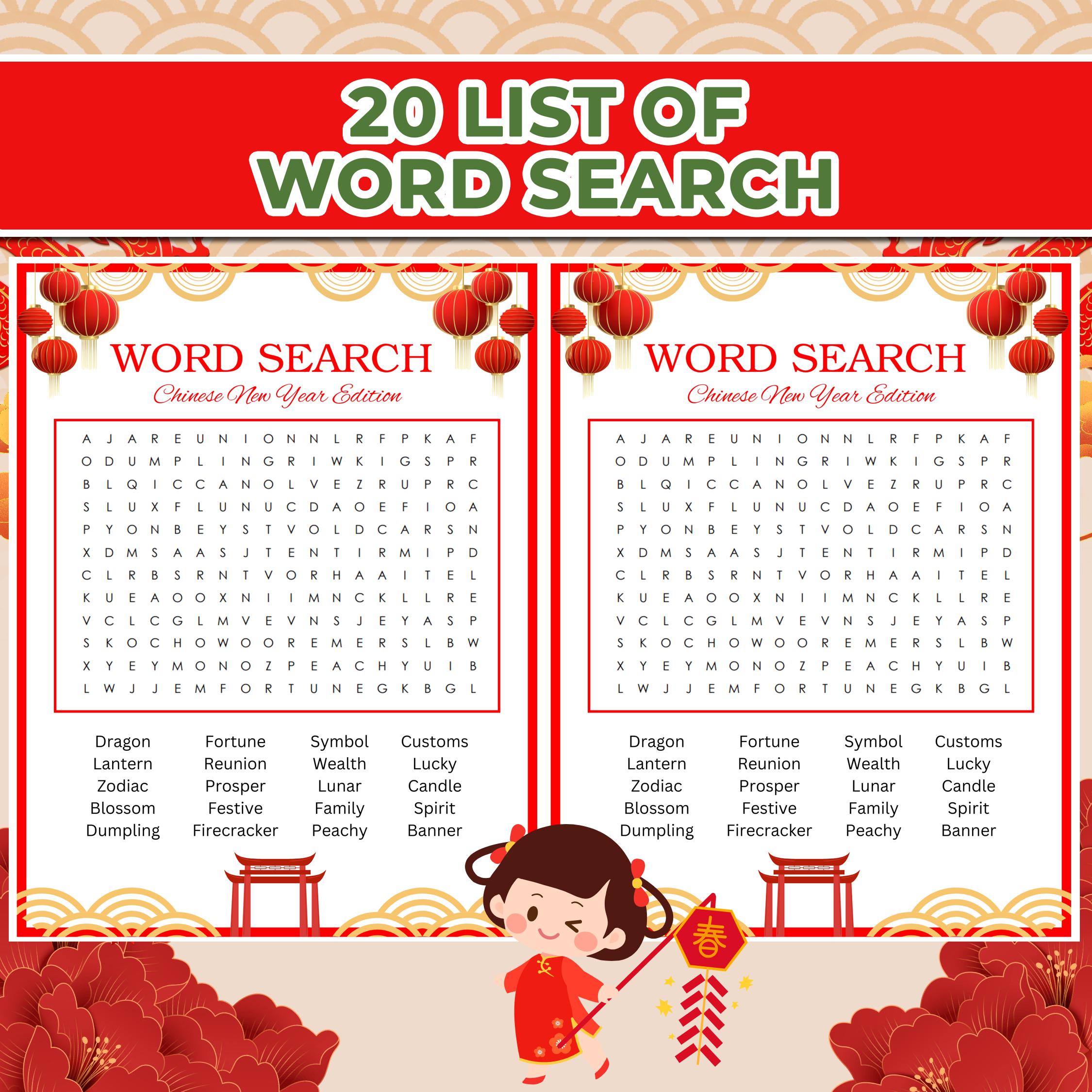 Trending Chinese New Year Word Search Activity, Printable 2025 Year of ...