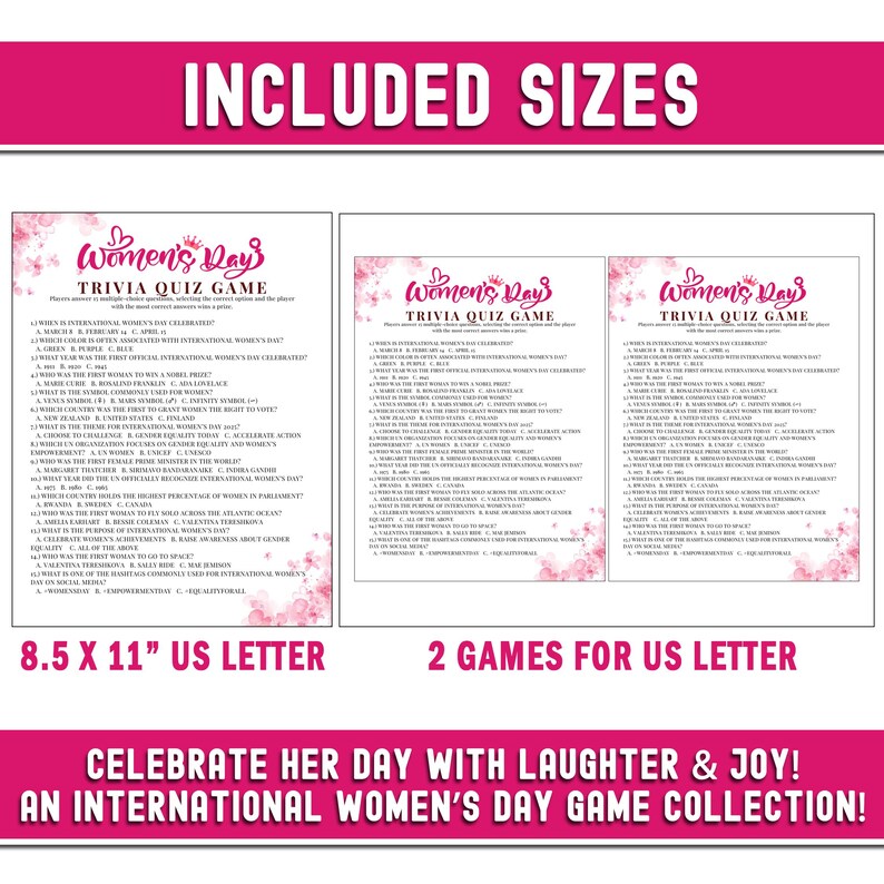 International Women’s Day Party Games Bundle | Fun & Printable ...