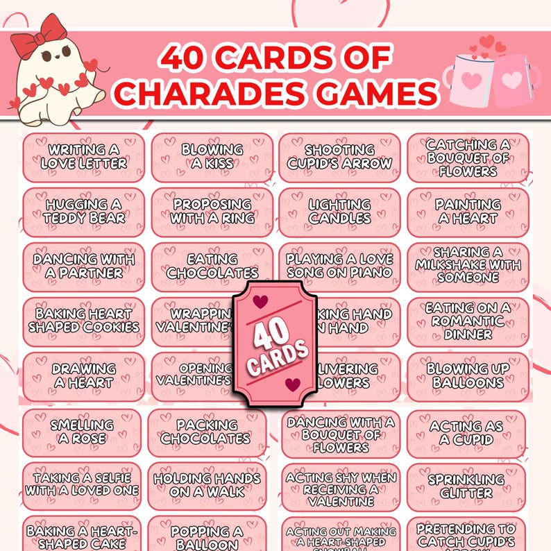 Printable Charades Game for Valentines Day, Office Game for Galentines ...