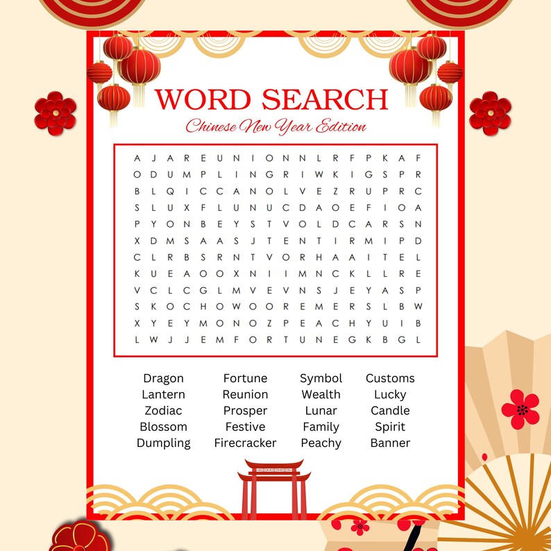 Trending Chinese New Year Word Search Activity, Printable 2025 Year of ...