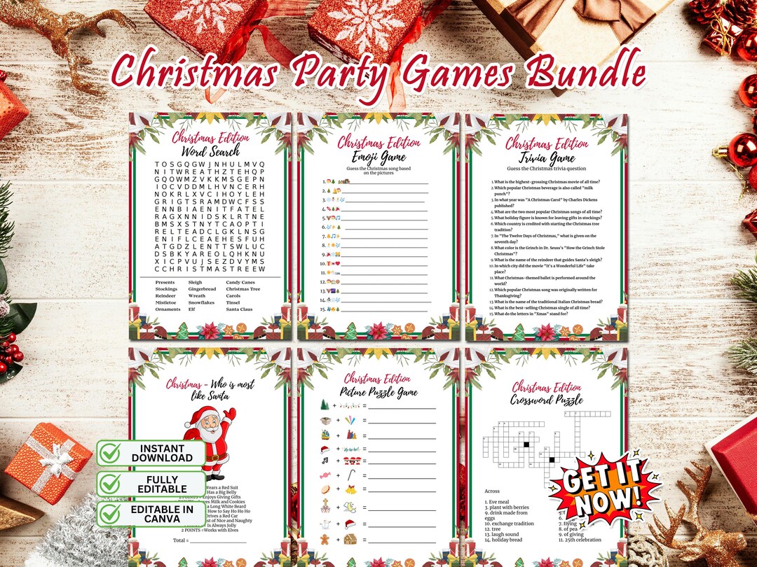 Printable Christmas Party Games Bundle: Xmas Trivia (digital Download ...