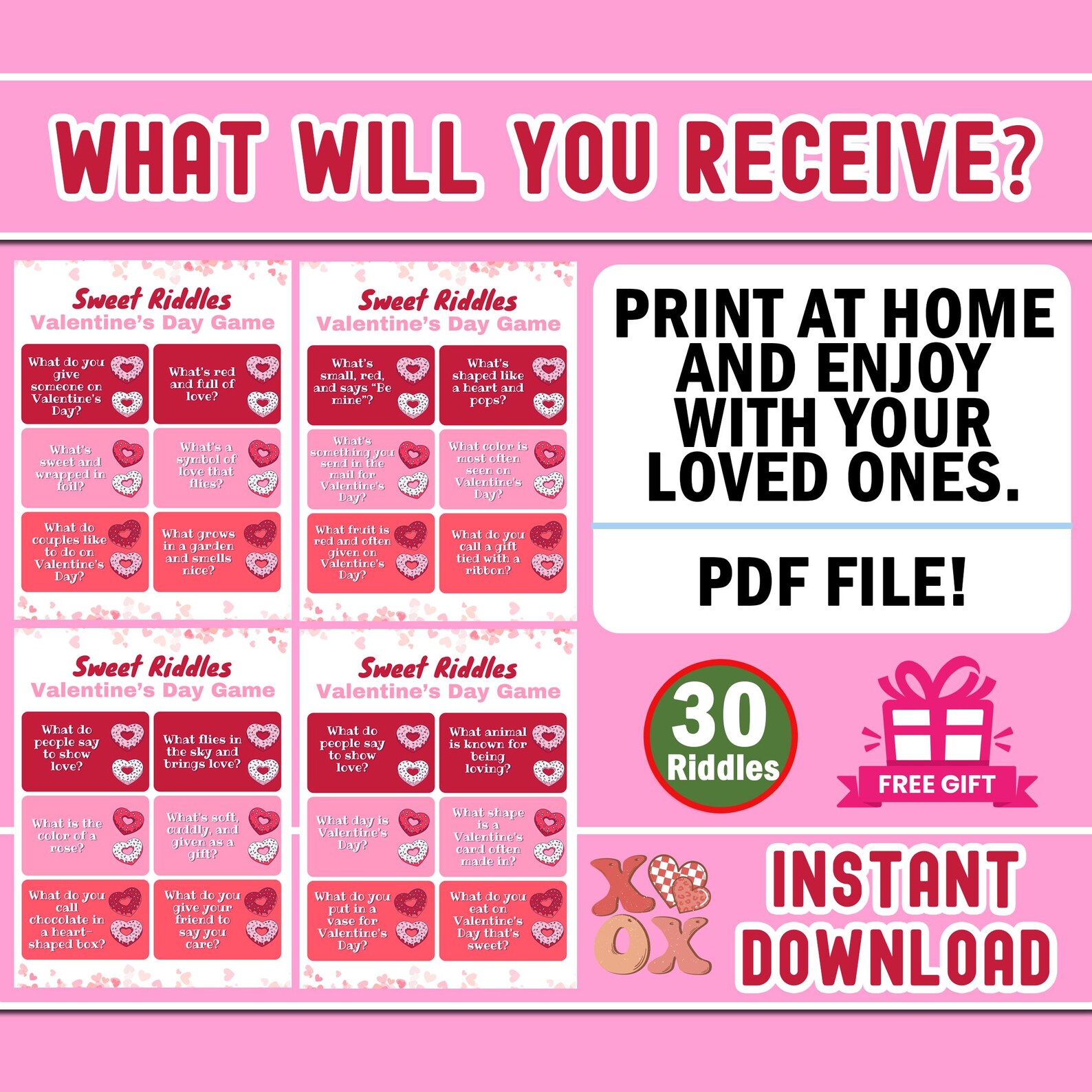 Printable Sweet Riddle Games for Valentines Day Party, Classy Couple ...