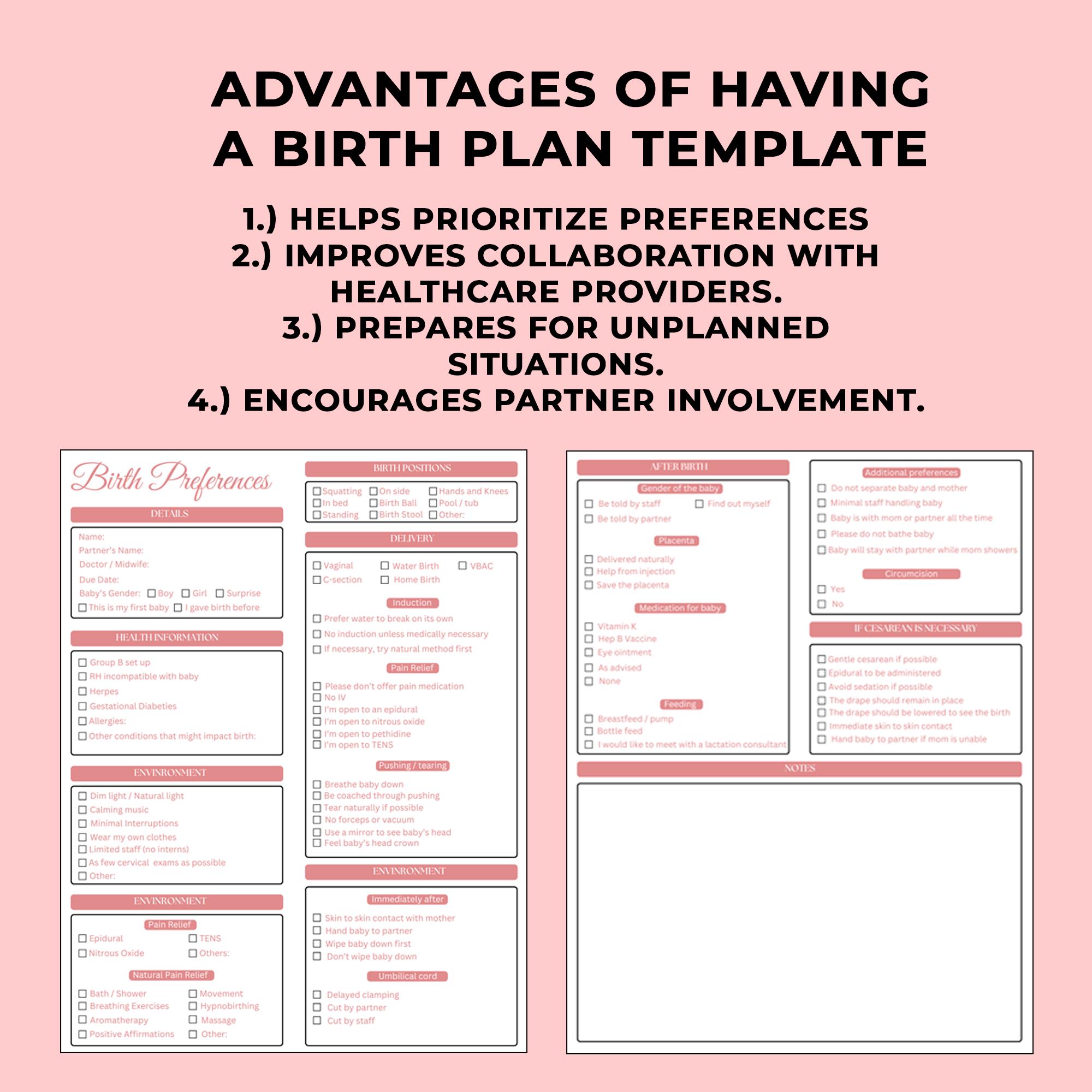 Baby Birth Plan Template Printable and Editable - Etsy