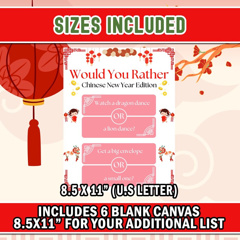 Trending Chinese New Year Would You Rather Game, Printable 2025 Year of ...