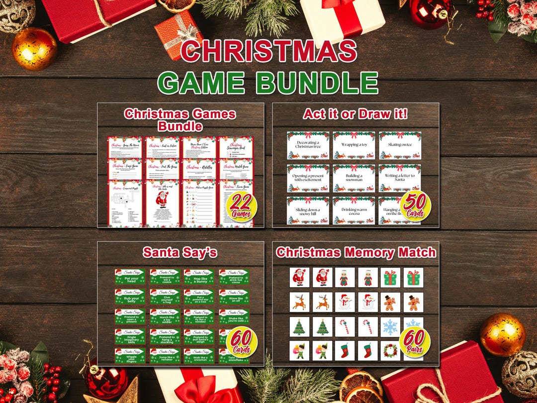 Christmas Game Bundle Printable Christmas Games for Kids and Adults ...