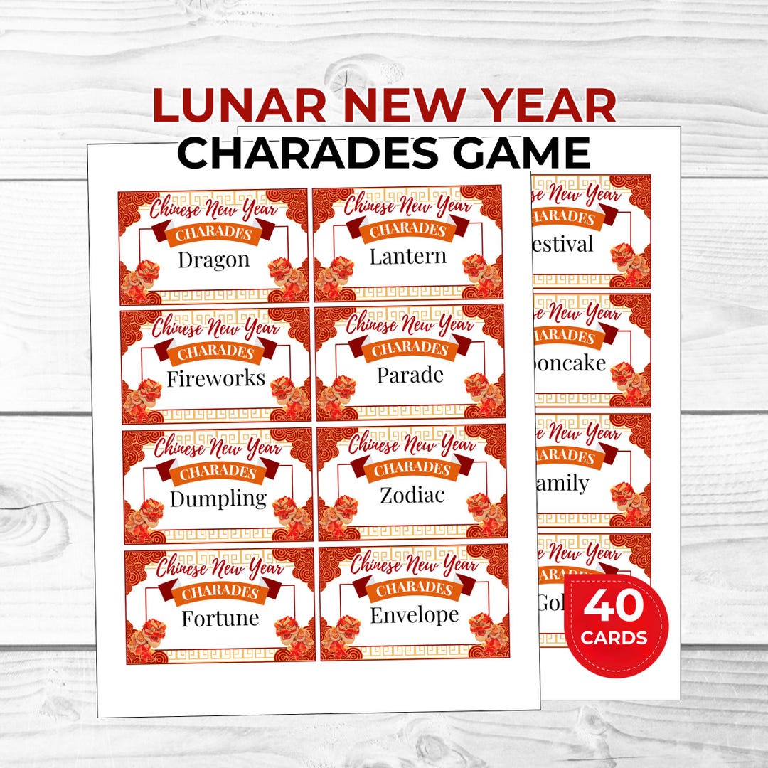 Lunar New Year Charades Game Printable for Families, Friends & Couples ...