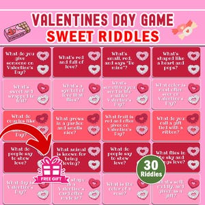 Printable Sweet Riddle Games for Valentines Day Party, Classy Couple ...