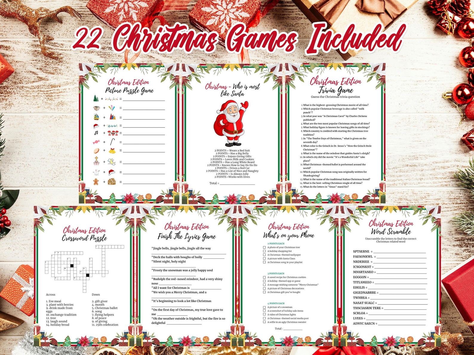 Printable Christmas Party Games Bundle: Xmas Trivia (digital Download ...