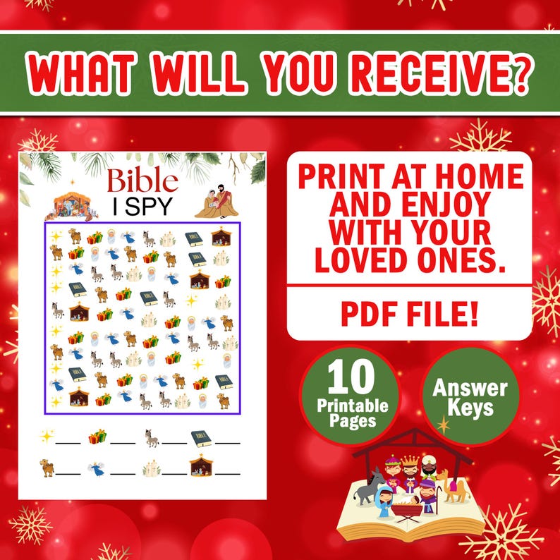 10 Christmas Bible Games for Church Party, Printable Holiday Nativity ...