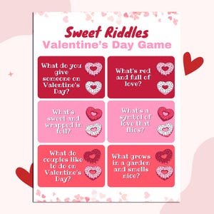 Printable Sweet Riddle Games for Valentines Day Party, Classy Couple ...