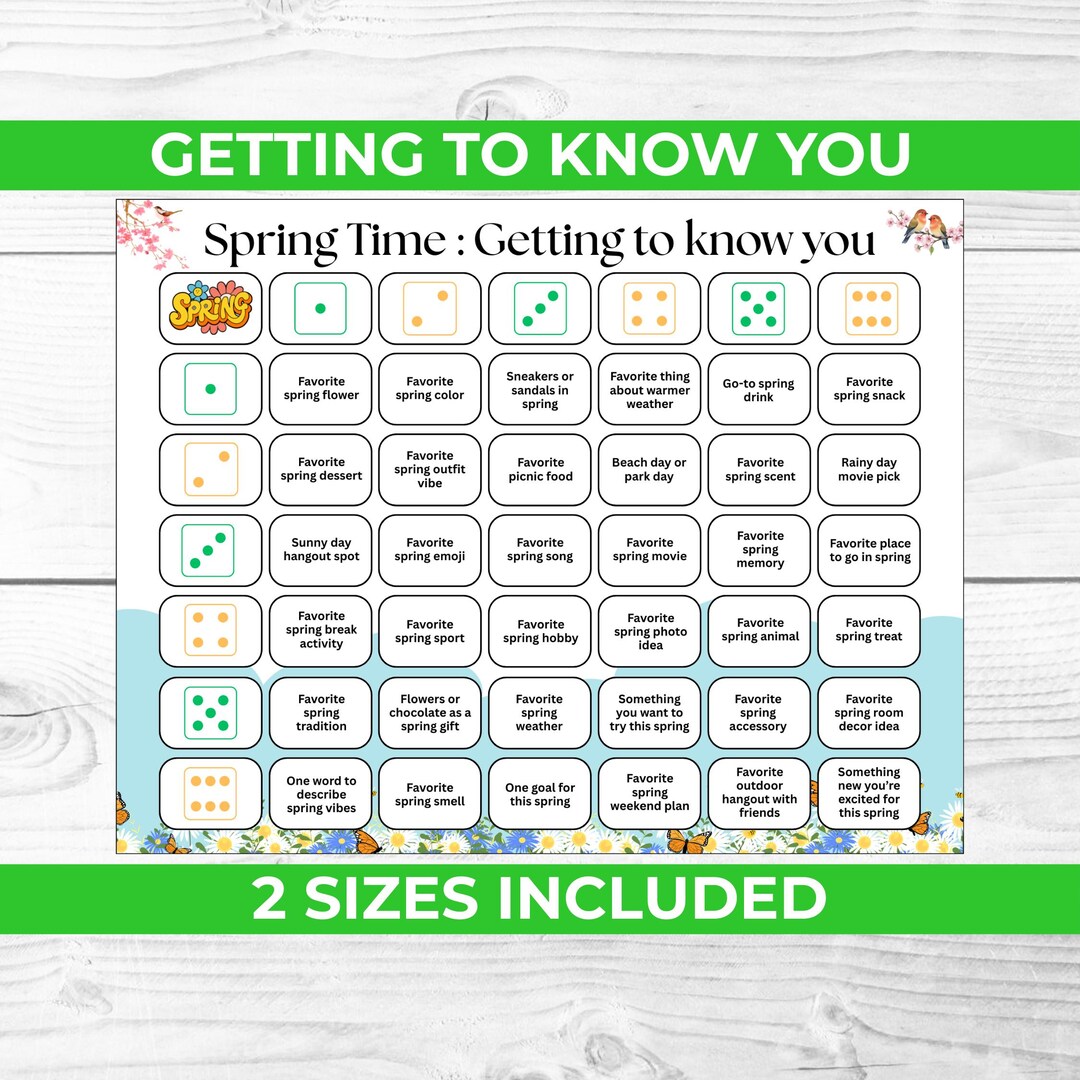 Spring Time Getting to Know You Game Printable for Kids Teens Adults ...