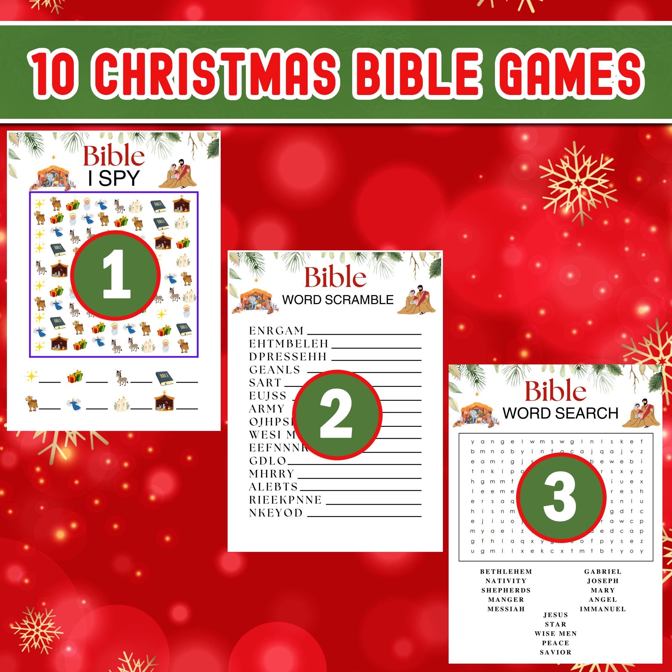 10 Christmas Bible Games for Church Party, Printable Holiday Nativity ...