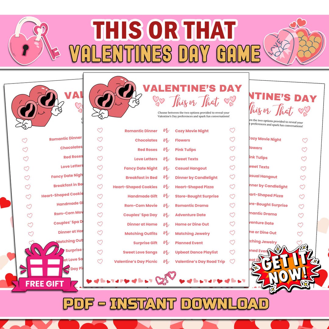 Printable This or That Game for Valentines Day, Galentines Games for ...