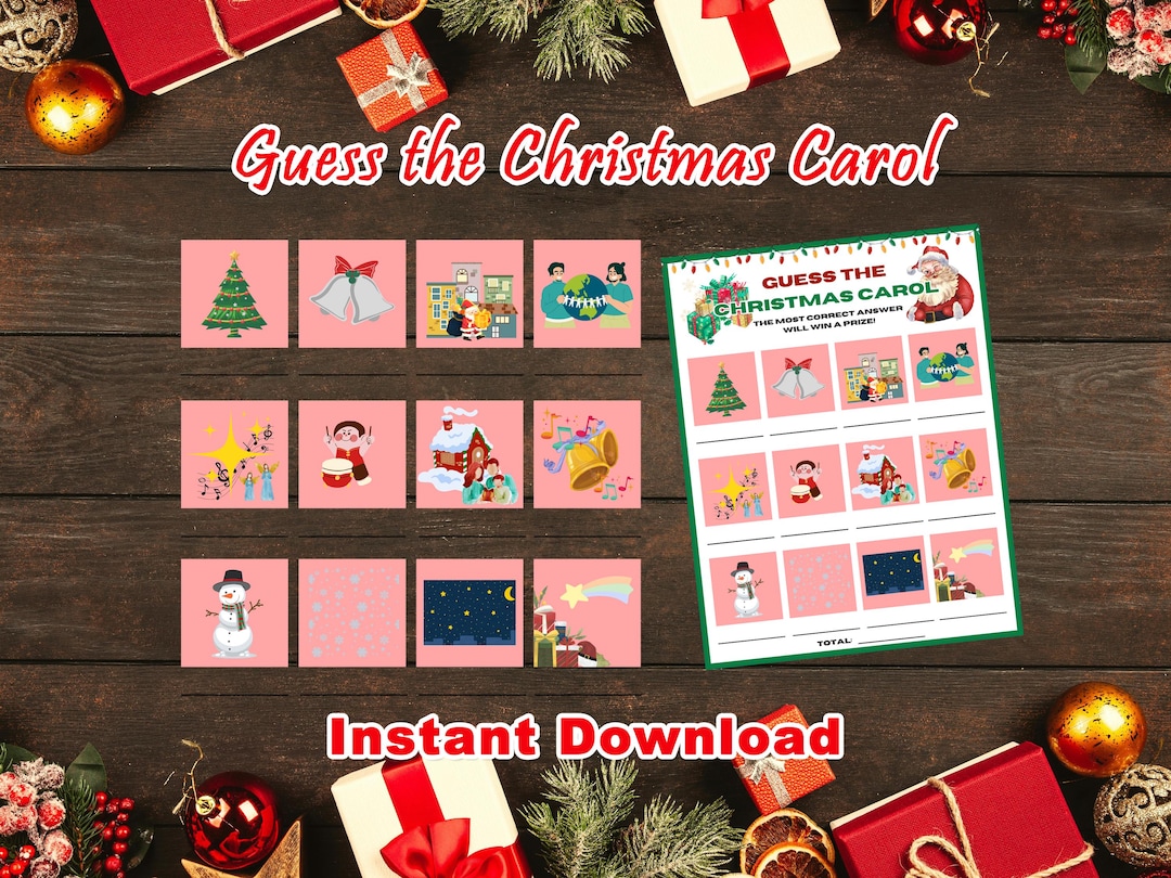 Unique Guess the Christmas Carol Game Printable Holiday Party Games ...