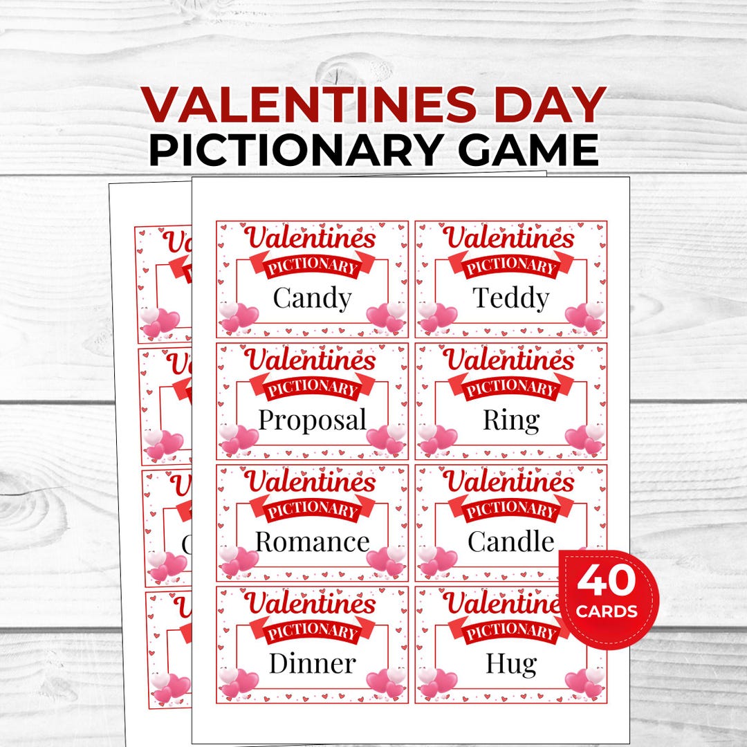 Valentine’s Day Pictionary Printable Game – Fun Drawing Activity for ...