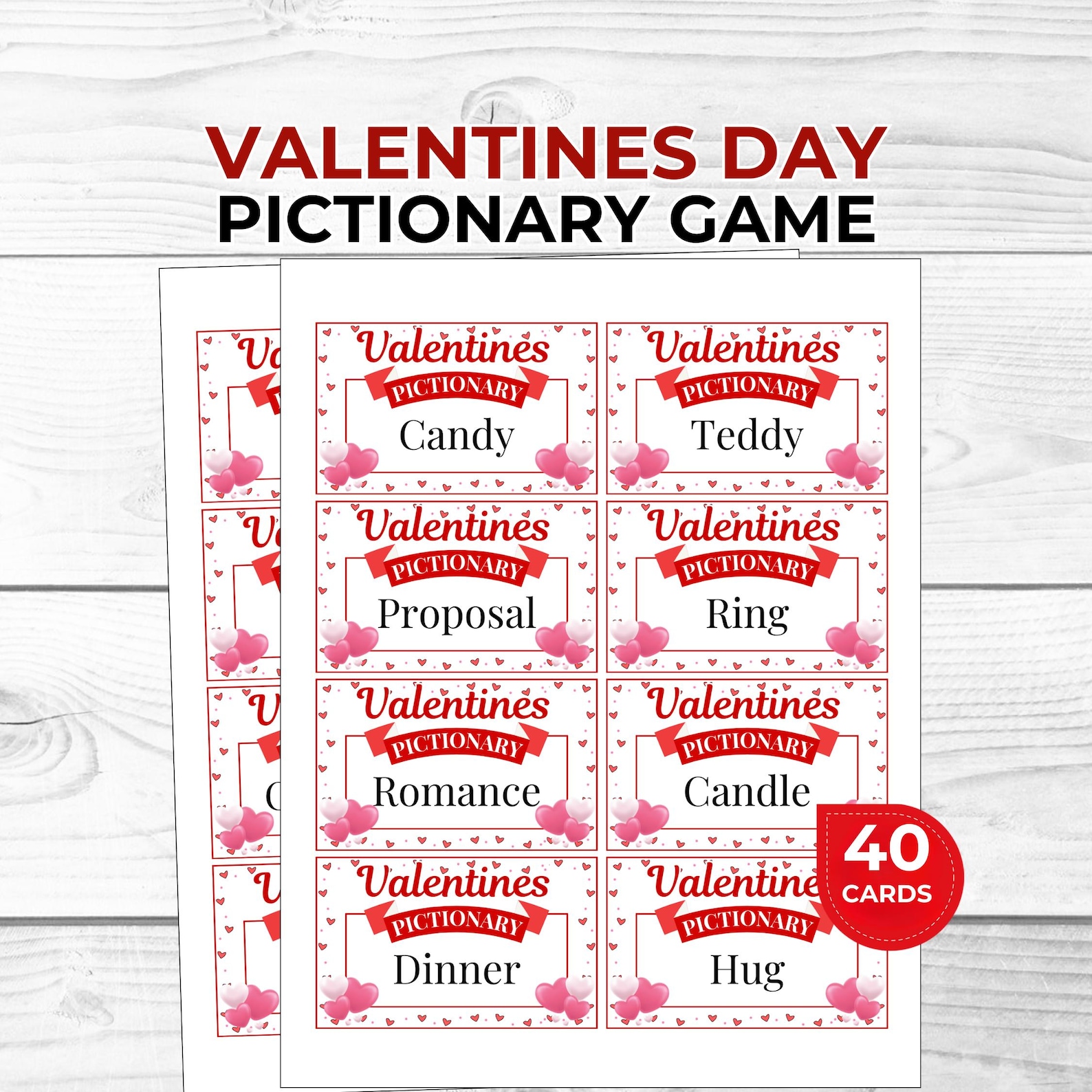 Valentine’s Day Pictionary Printable Game – Fun Drawing Activity for ...