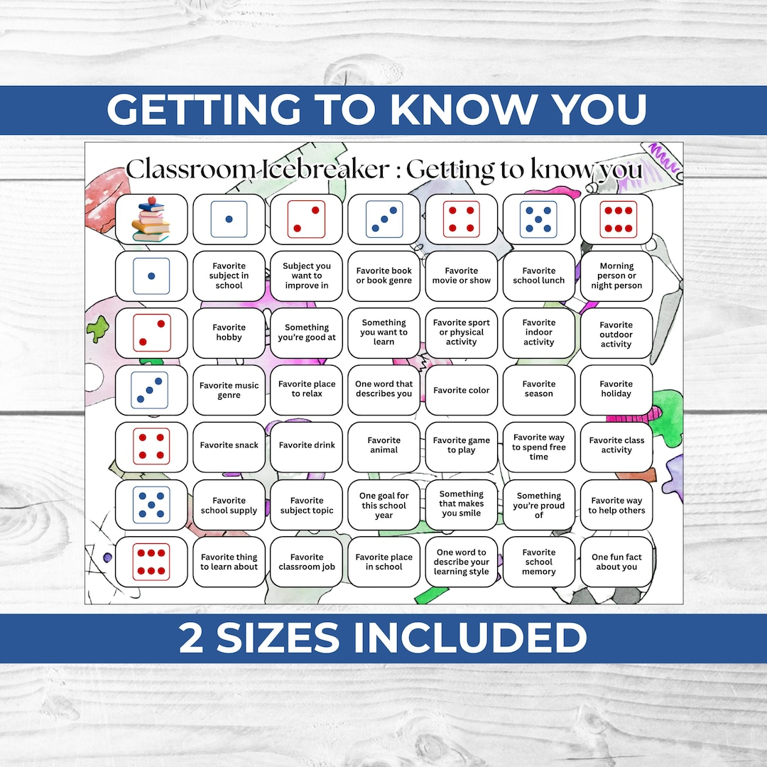 Classroom Icebreaker Getting to Know You Game for Students | Printable ...