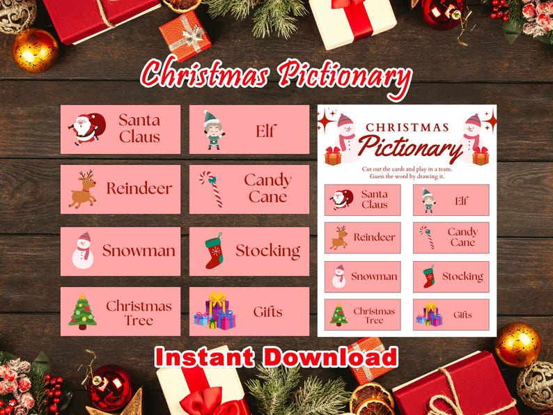 Christmas Pictionary Game: Holiday Family Fun (printable) - Etsy