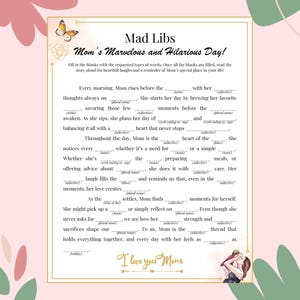 Mother's Day Mad Libs Game | Fun Printable for Mom's Birthday | Family ...