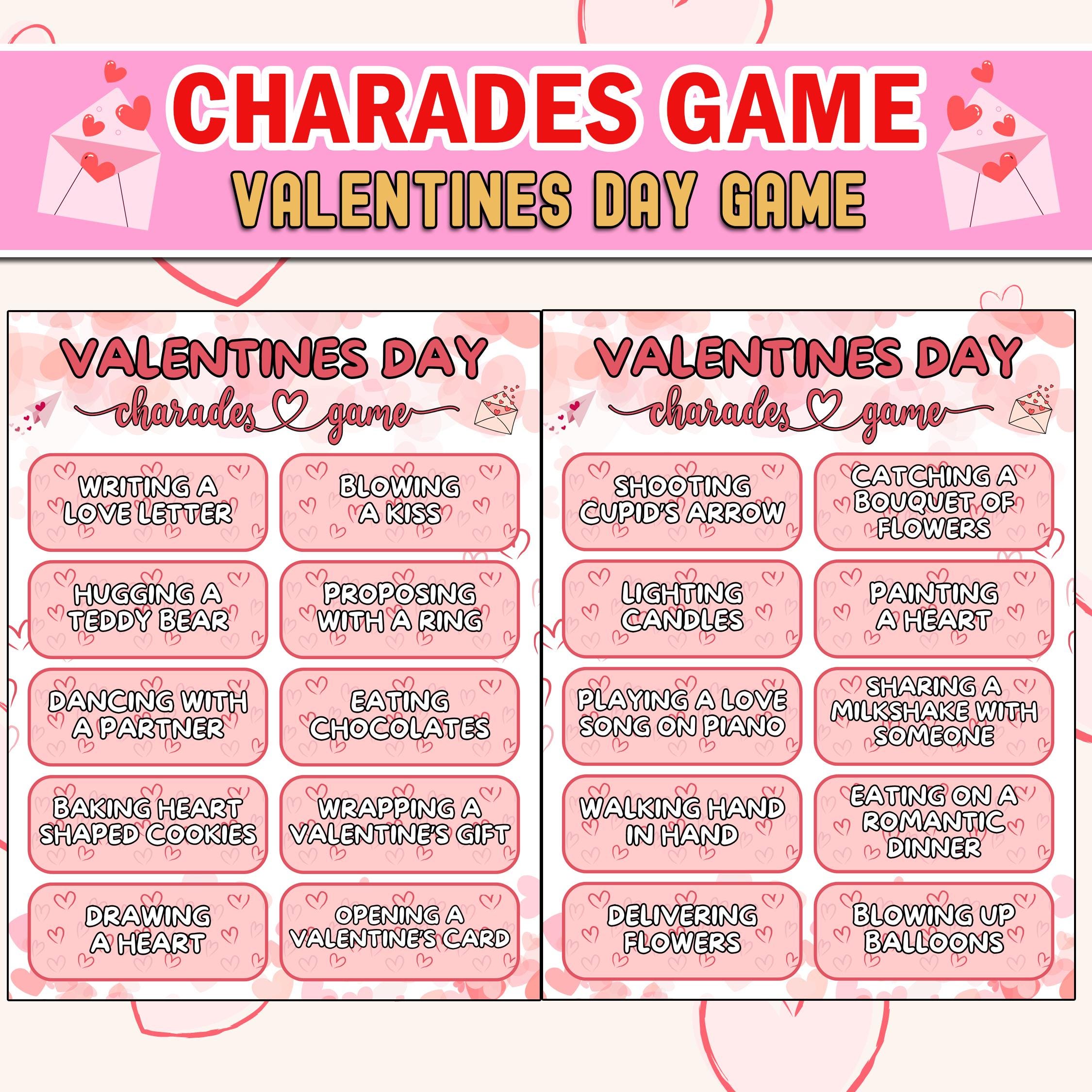 Printable Charades Game for Valentines Day, Office Game for Galentines ...