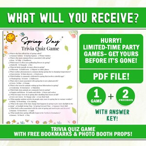Spring Day Trivia Quiz Game - Fun Spring Party Game, Printable ...