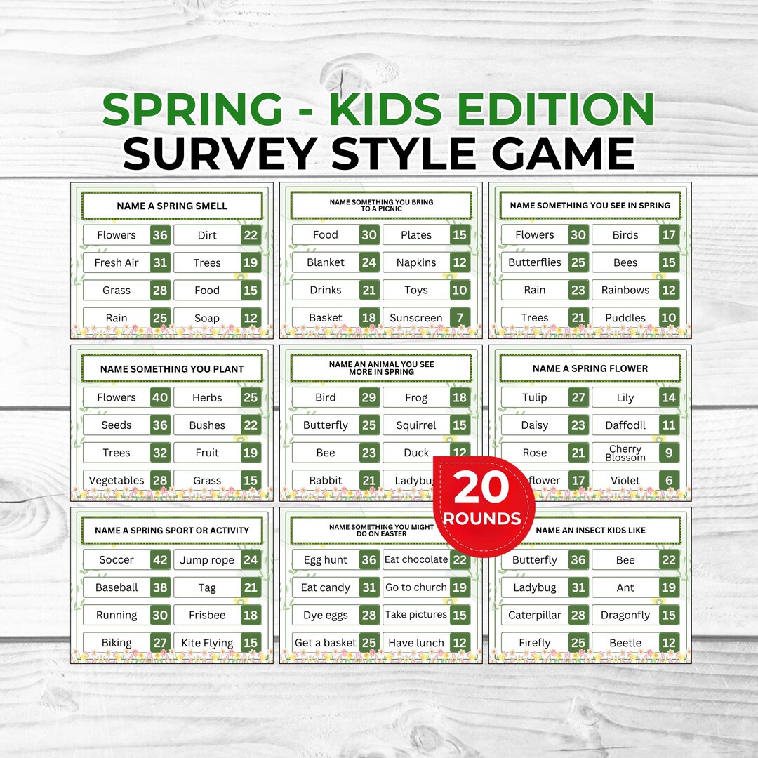 Spring Survey Game for Kids Printable | Fun Classroom, Birthday ...