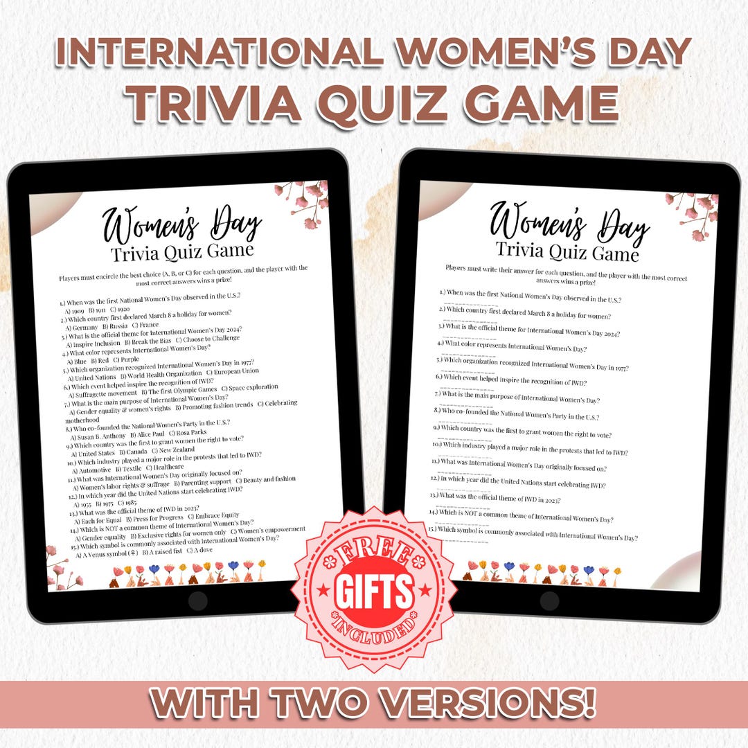 International Women’s Day Trivia Quiz – Fun Printable Game + Free ...