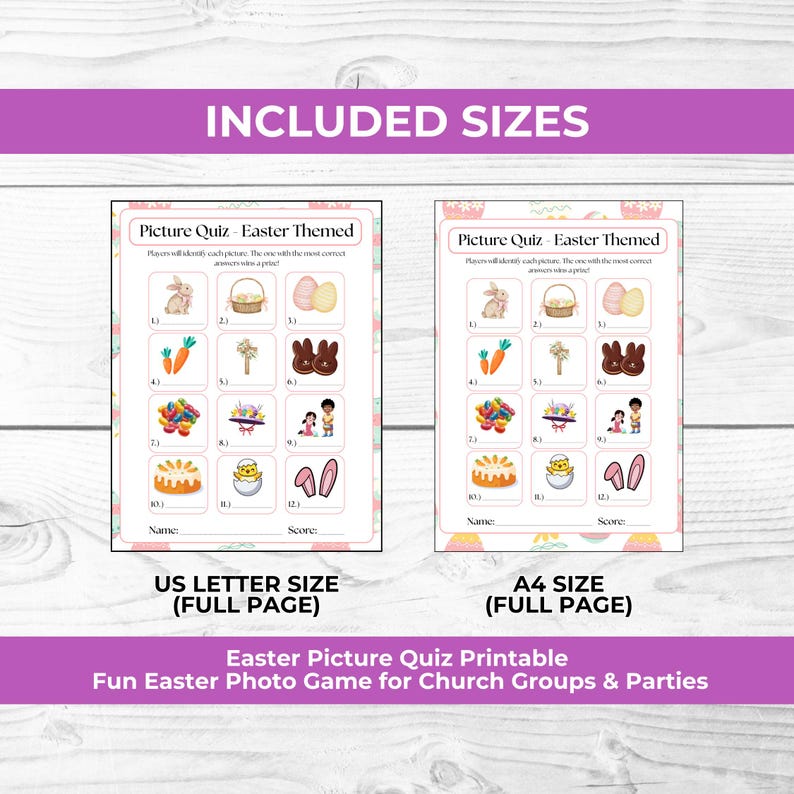 Easter Picture Quiz Game Printable for Family & Kids | Easter Party ...