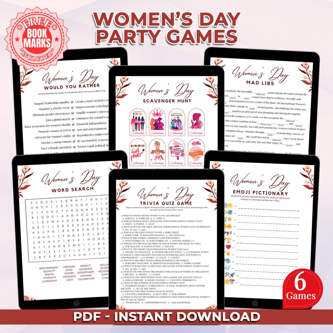 International Women's Day Party Games – Printable Trivia Quiz, March ...