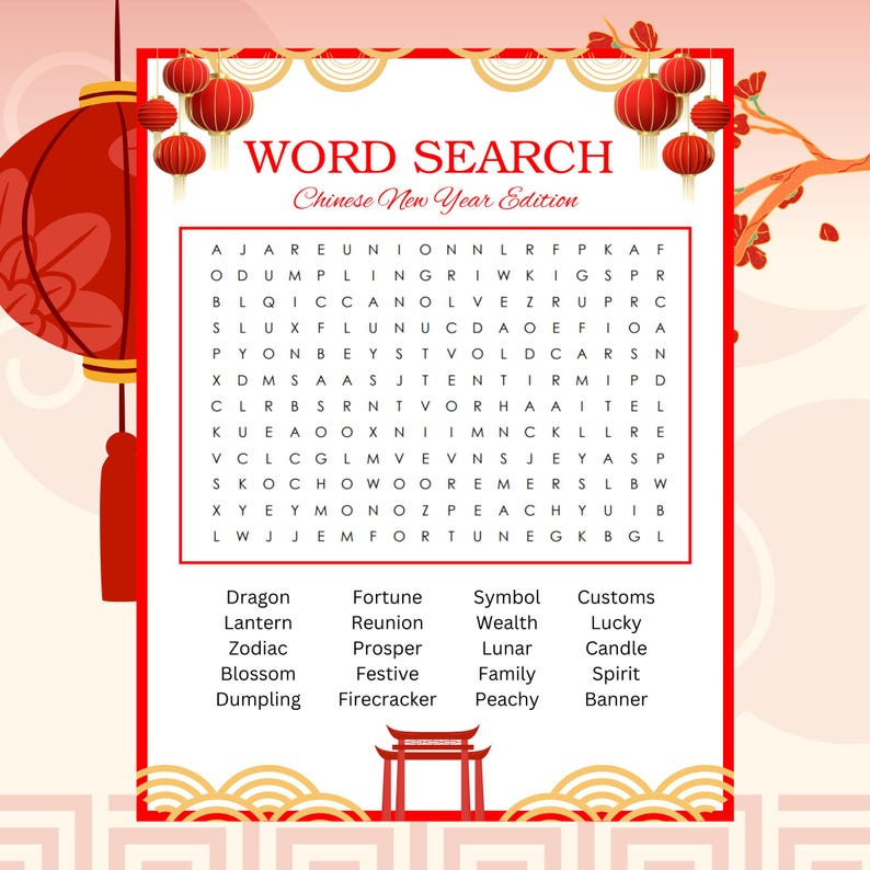Trending Chinese New Year Word Search Activity, Printable 2025 Year of ...