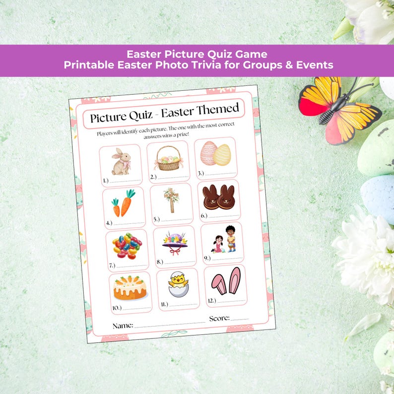 Easter Picture Quiz Game Printable for Family & Kids | Easter Party ...