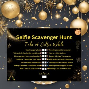Classy Gold New Year's Eve Selfie Scavenger Hunt, Printable New Years ...