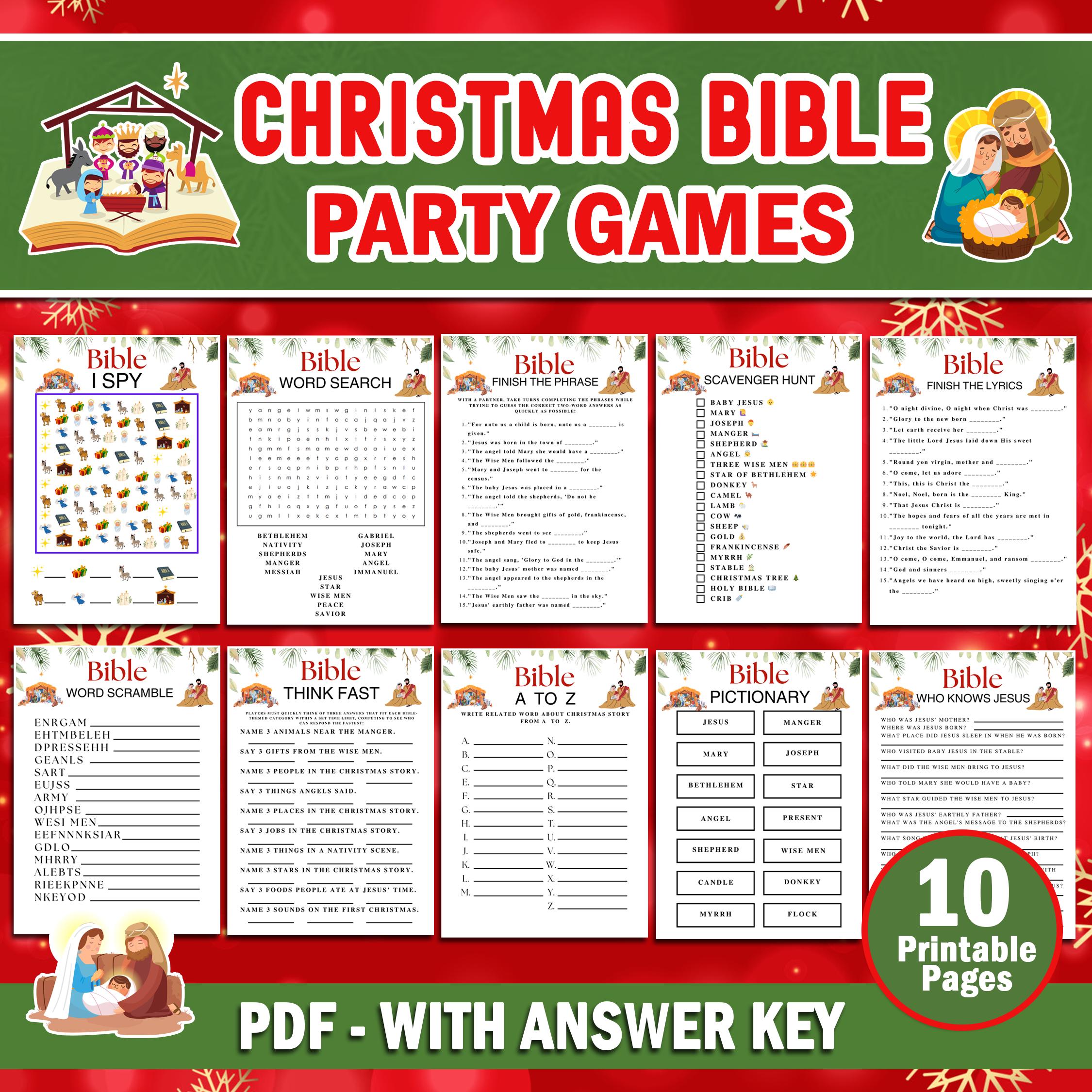 10 Christmas Bible Games for Church Party, Printable Holiday Nativity ...