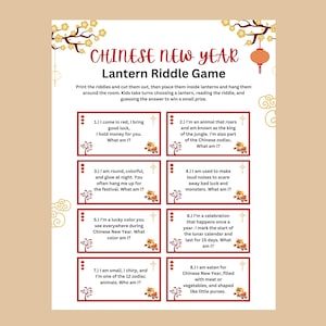Chinese Lantern Riddle Game for Kids, Lunar New Year Fun Activities for ...