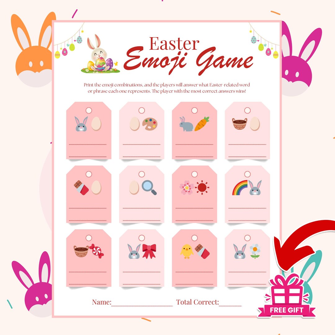 Printable Easter Emoji Game Kids Activity Freebie - Fun Easter Game for ...