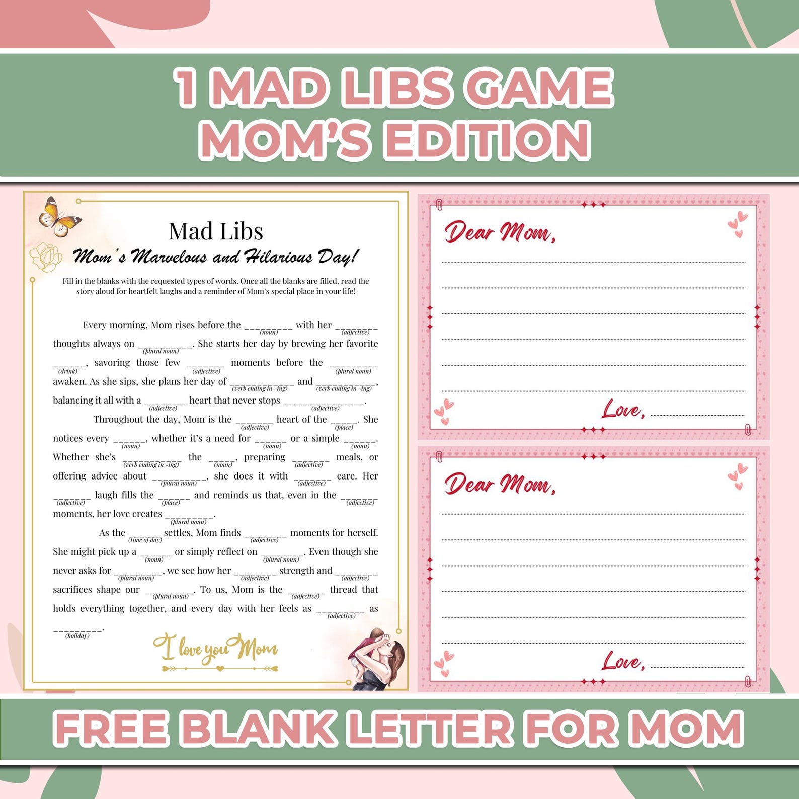 Mother's Day Mad Libs Game | Fun Printable for Mom's Birthday | Family ...