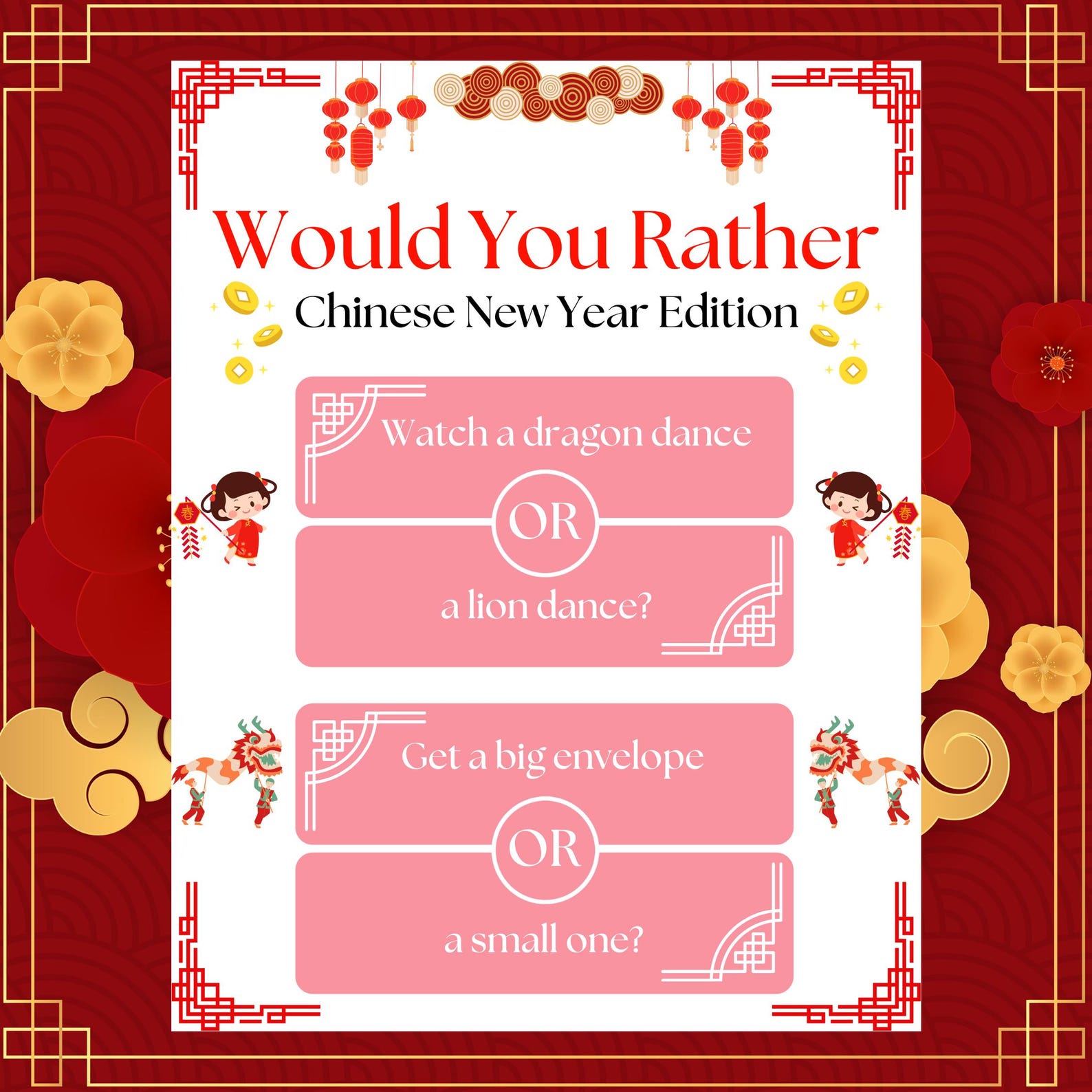 Trending Chinese New Year Would You Rather Game, Printable 2025 Year of ...